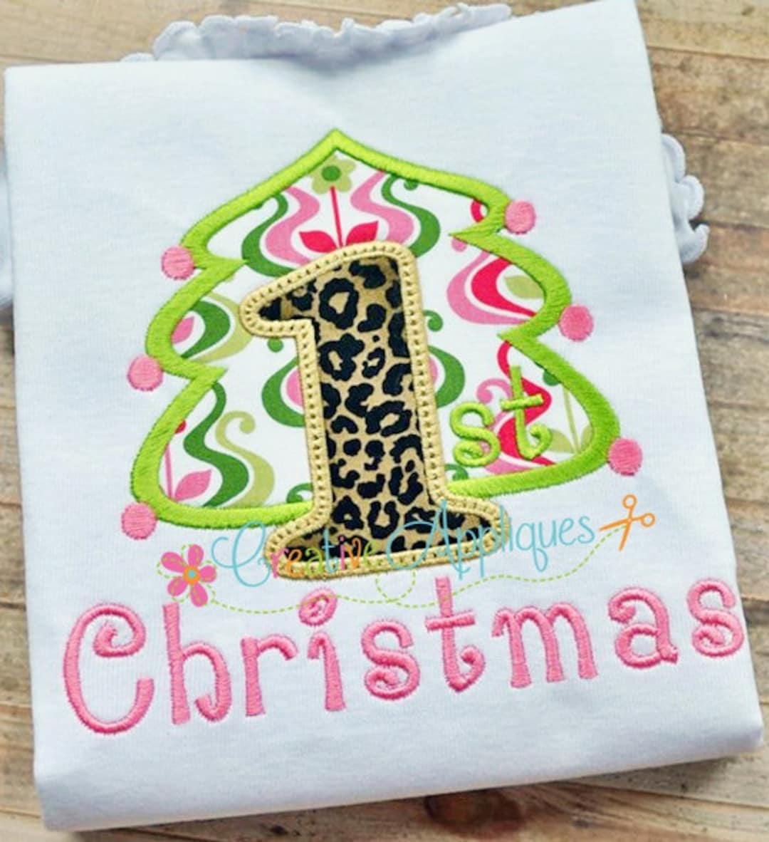 1st First Christmas Tree Digital Machine Embroidery Applique Design 3 ...