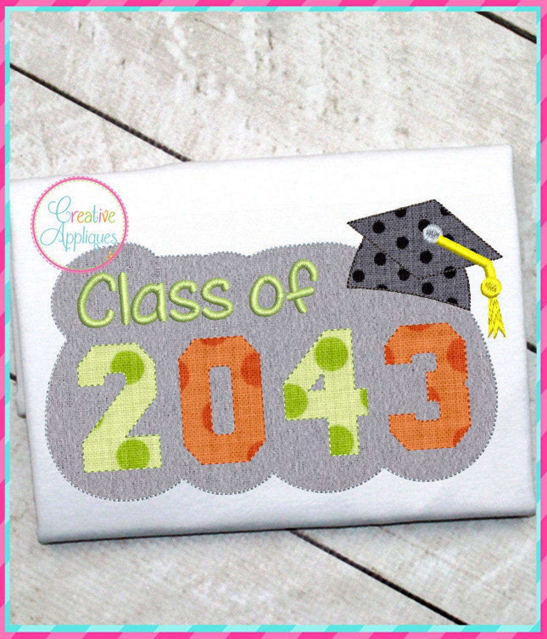 Bean Stitch Class of 2043 Graduation Digital Machine Embroidery ...