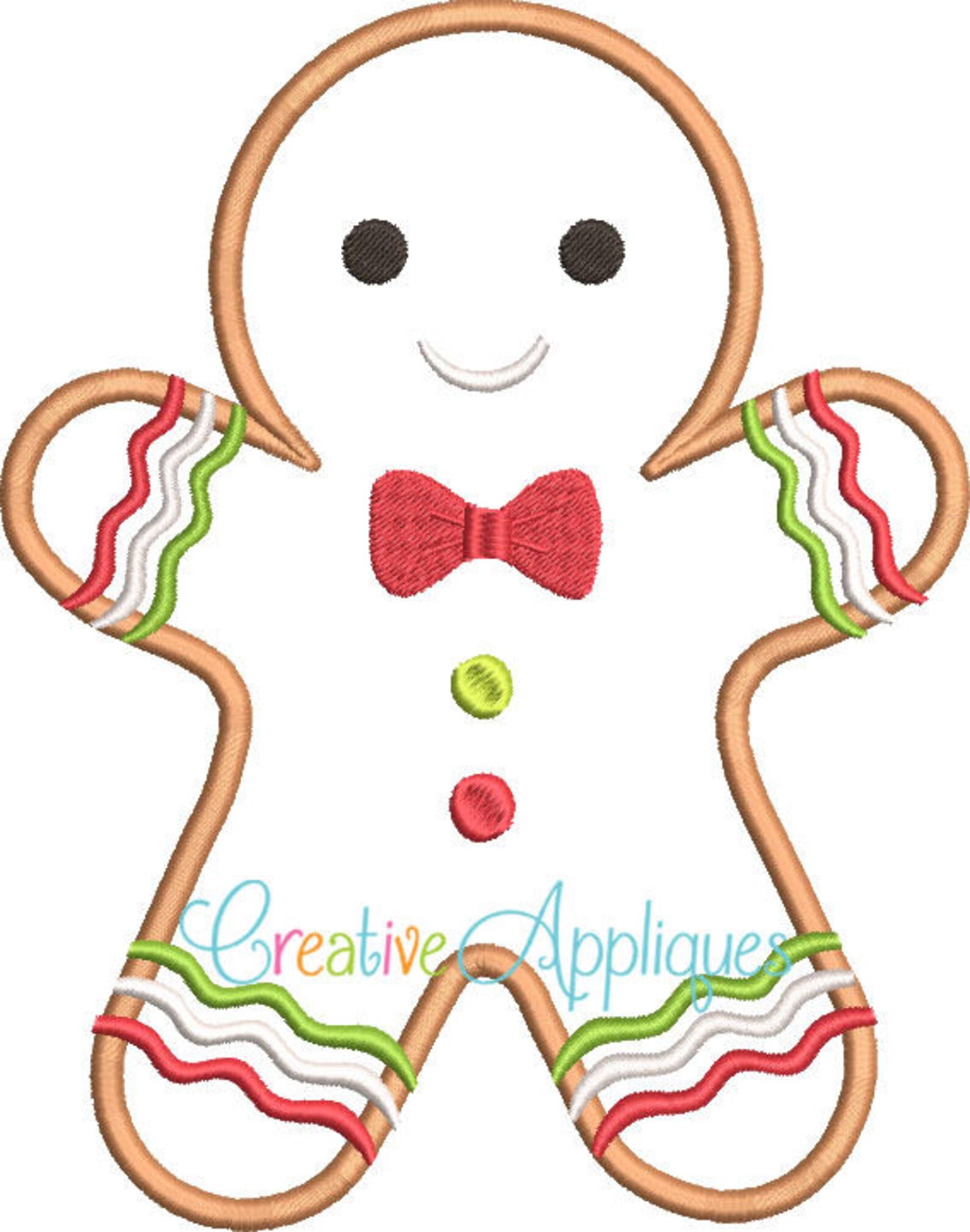 Gingerbread Boy Applique Digital Machine Embroidery Design 5 Sizes ...