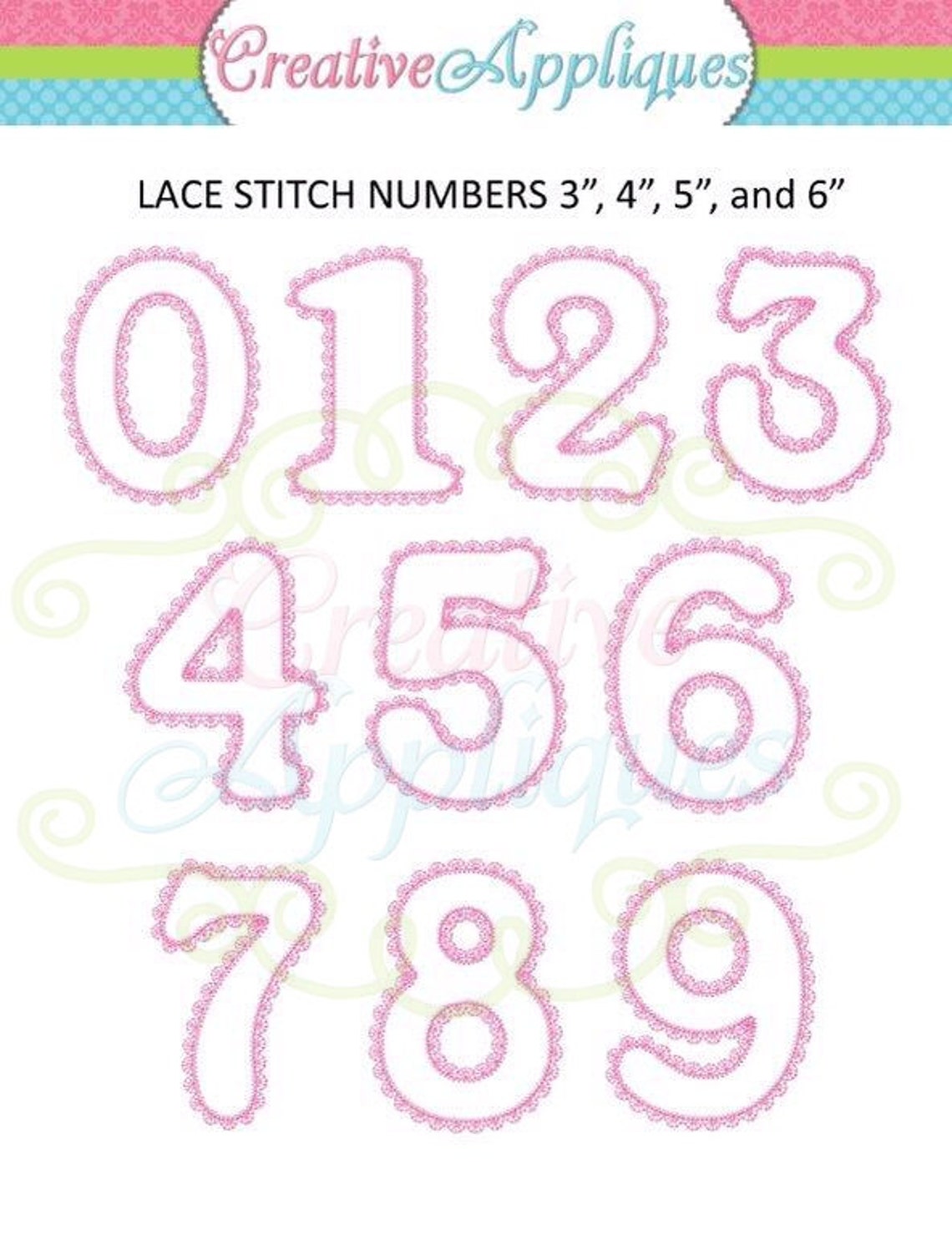 Number Set 0 thru 9 4 different stitch types Vintage Bean | Etsy