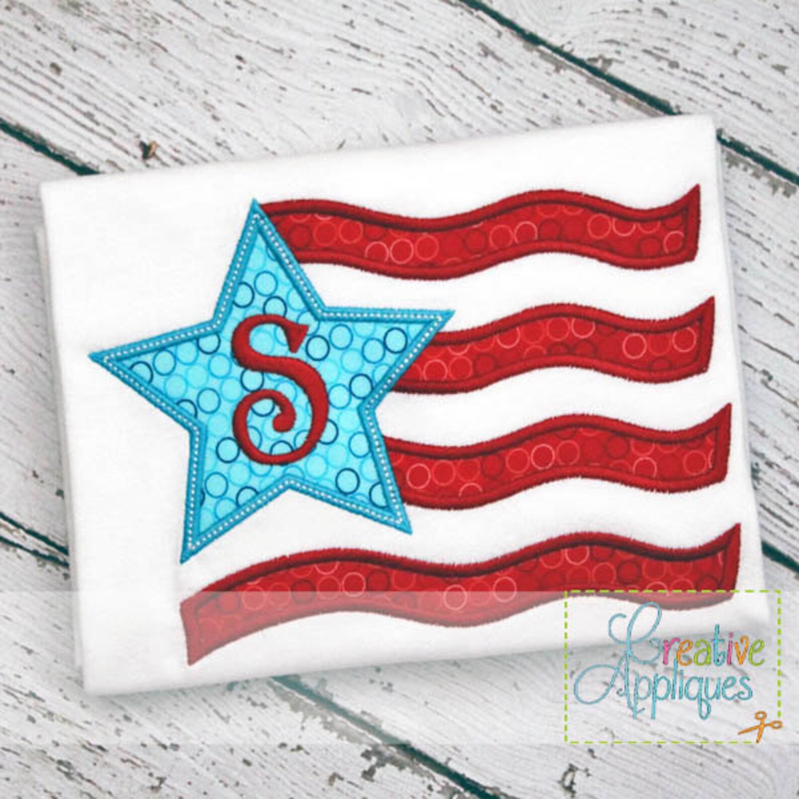 Patriotic Flag With Star Digital Machine Embroidery Applique Design 4 ...