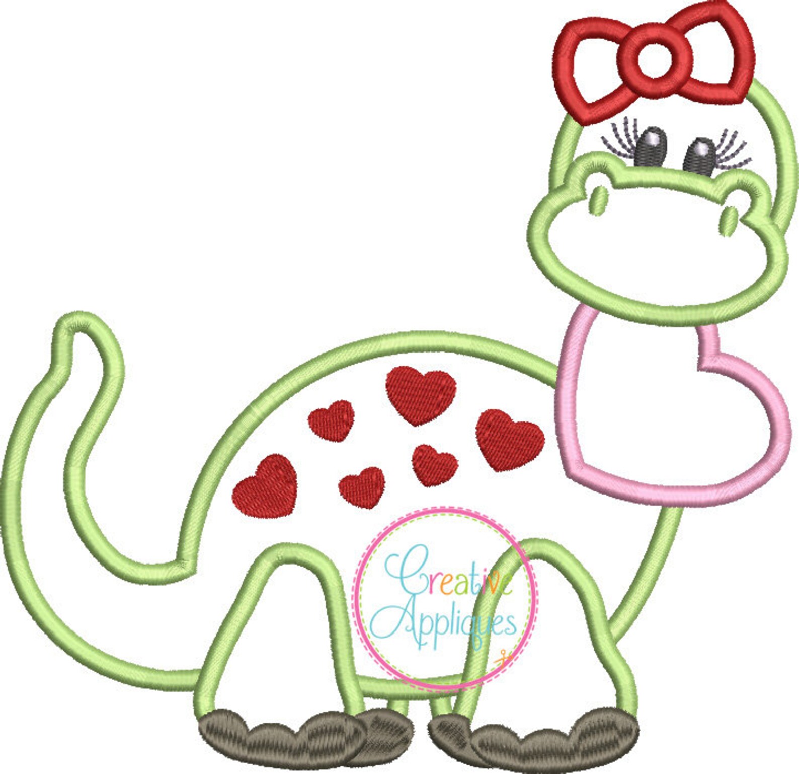 Dinosaur Girl Valentine Digital Machine Embroidery Applique - Etsy