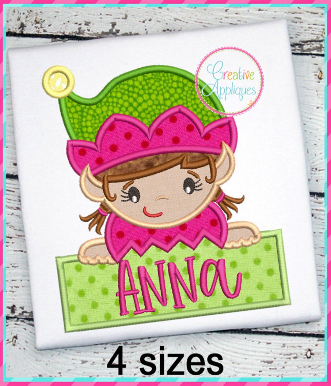 Elf Girl Frame Machine Embroidery Applique Design 4 Sizes, Elf Applique ...