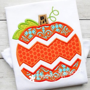 Chevron Pumpkin Digital Machine Embroidery Applique Design 4 Sizes ...