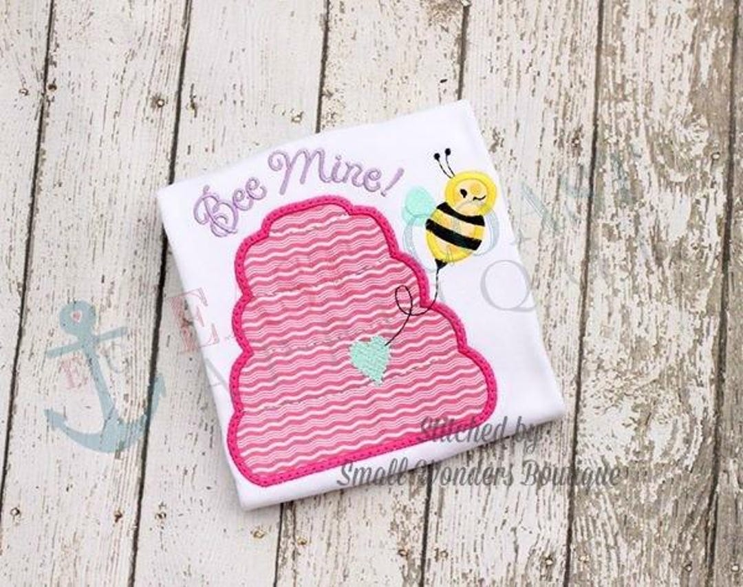 Bee Mine Applique Design, Machine Embroidery Design, Valentine Applique ...