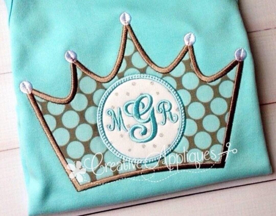 Monogram Princess Crown Machine Embroidery Applique Design 4 Sizes - Etsy