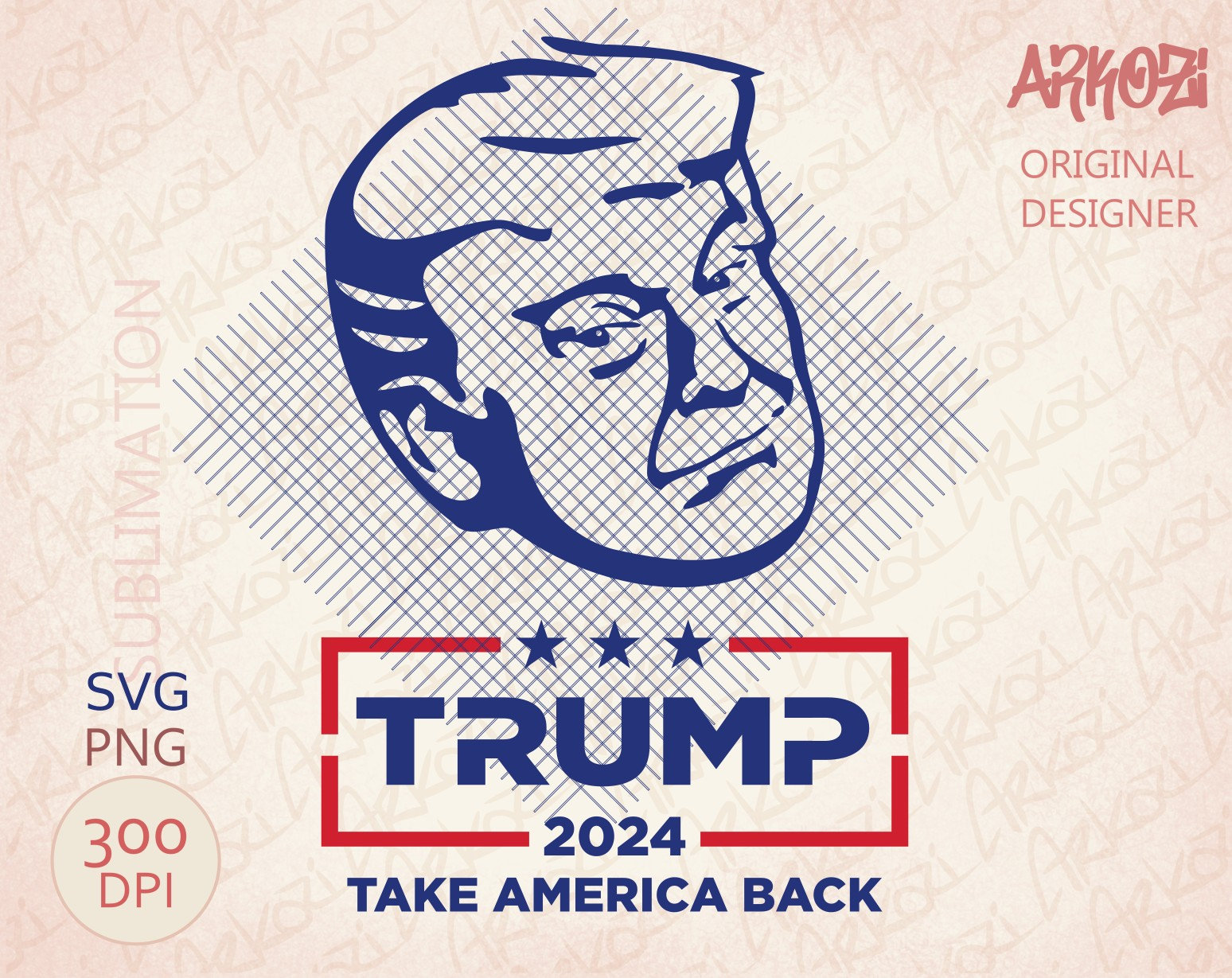 Trump 2024 Face Logo PNG SVG Sublimation Sublimate - Etsy