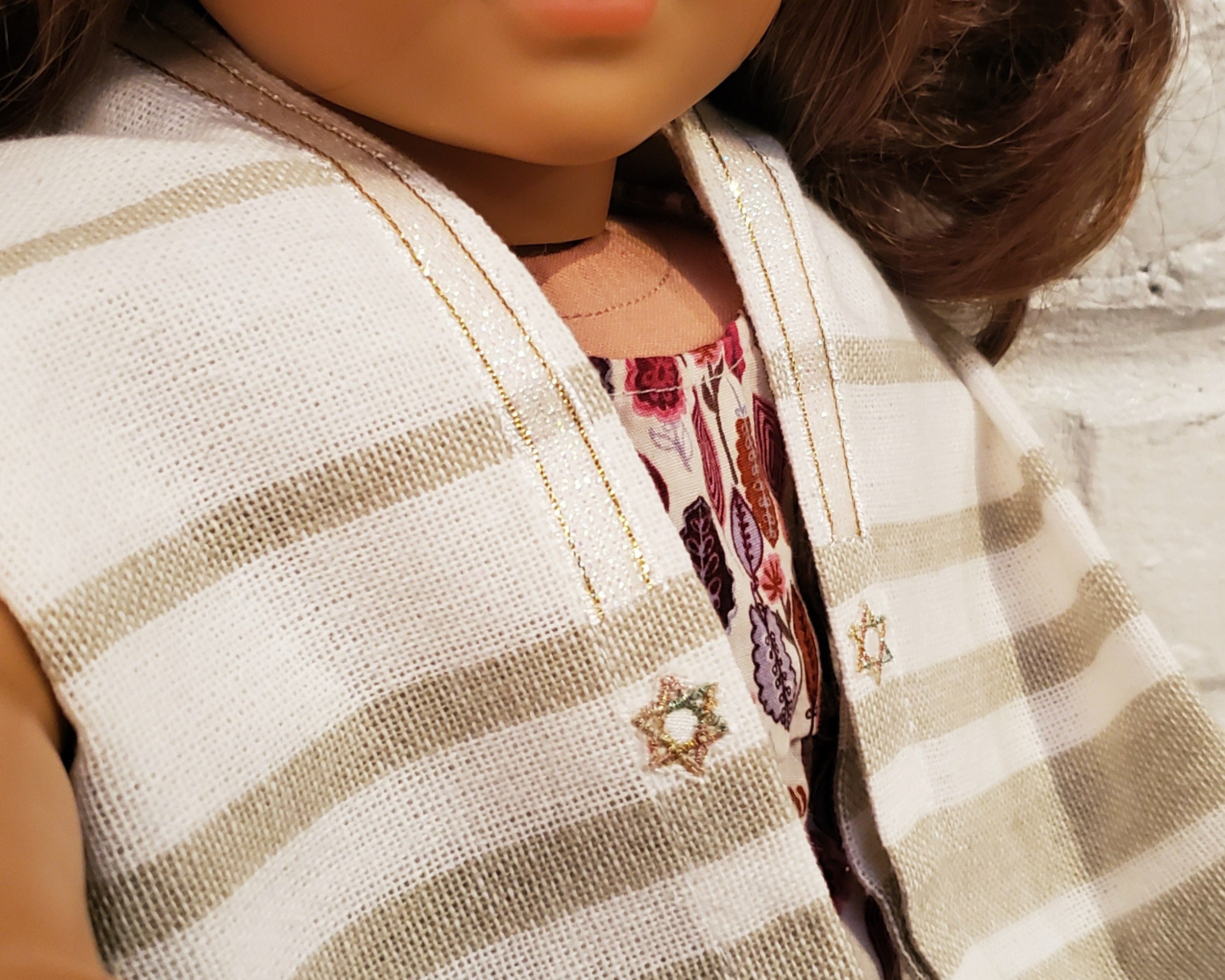 Miniature Tallit and Kippa Set for 18" Doll or Teddy Bear in Stripes ...