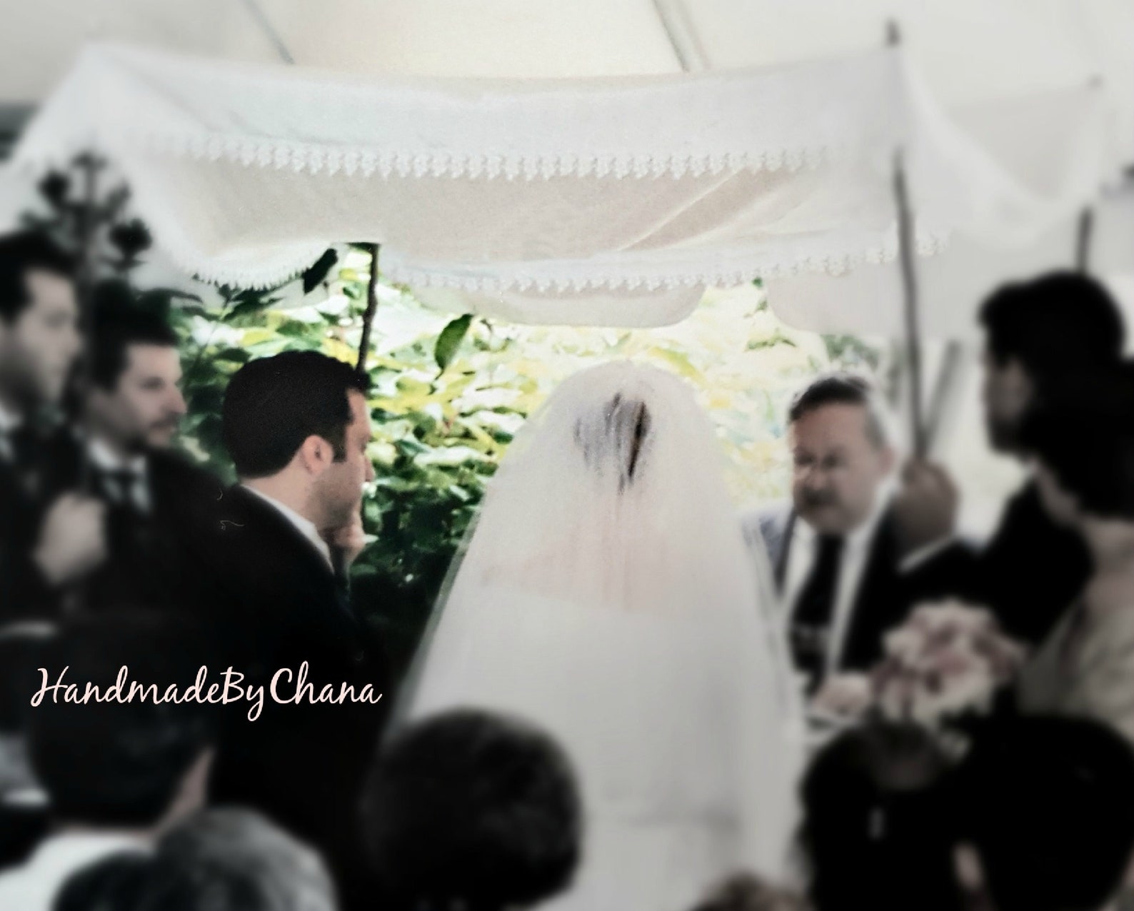 Ivory Chuppah With Lace Edge, Hand-held Dupioni Silk Canopy for Jewish ...