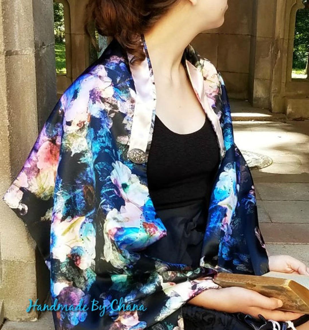 Womens, Ladies Modern Floral Tallit, Satin Tallit for Bat Mitzvah, Handmade Floral Tallis, Girls ...