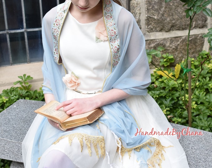 Cinderella Blue Net Lace Tallit, Prayer Shawl, Girls Tallis, Ladies ...