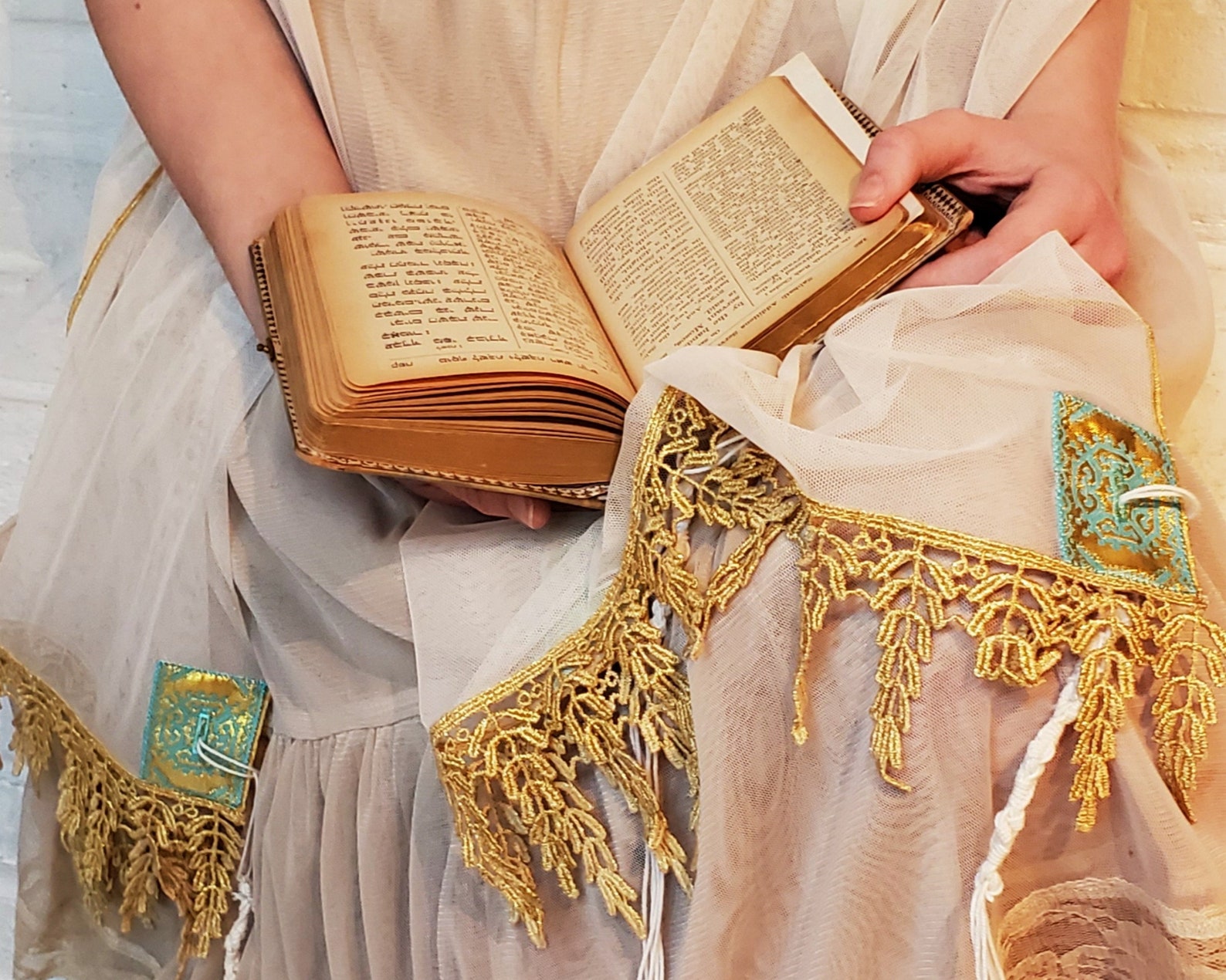 Ivory Net Lace Tallit, Prayer Shawl, Girls Tallis, Ladies Tallit Womens ...