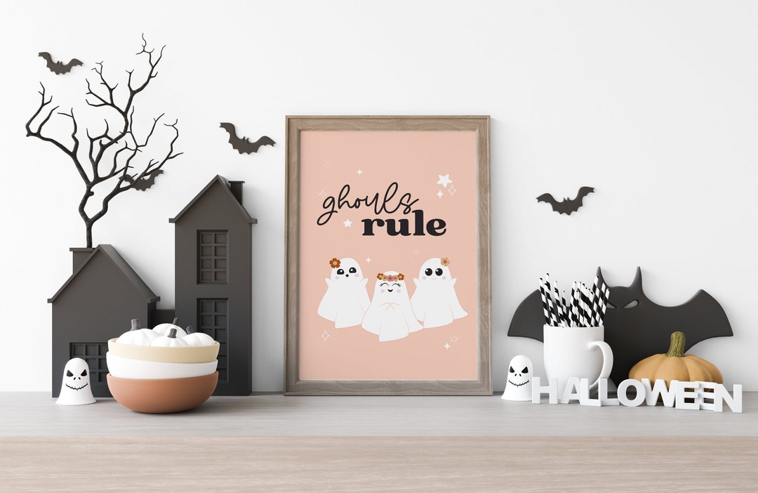 Ghouls Rule Printable || DIGITAL DOWNLOAD || Cute Halloween Print, Kids ...