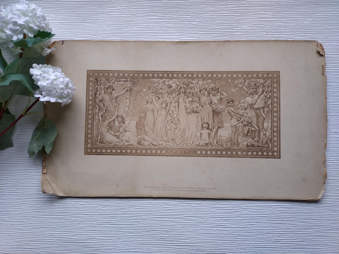 A Reproduction Victorian Etching Depicting Spring. Reproduction Etching ...