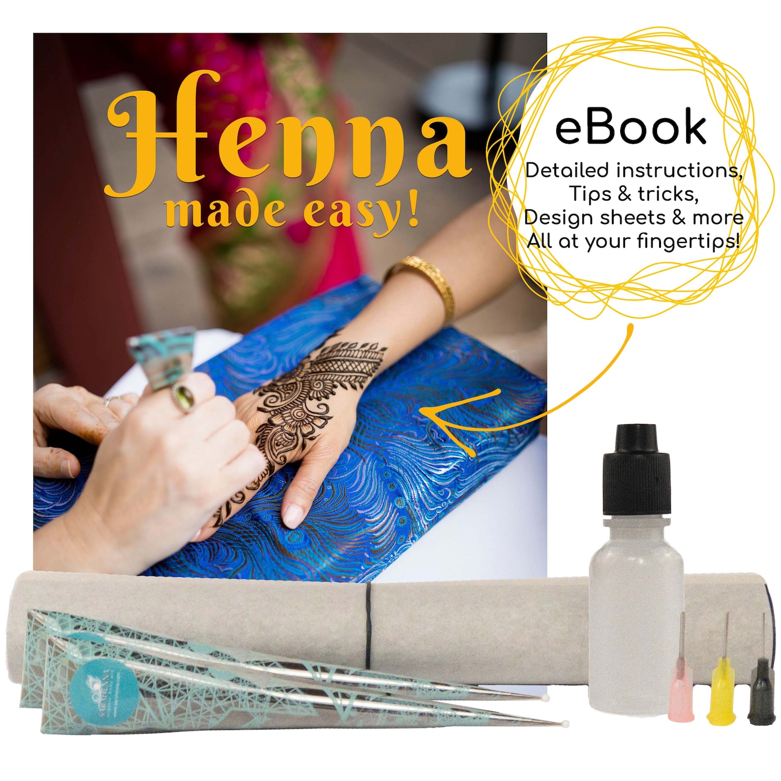 Ready to Go Henna Kit for Beginners, Organic, All Natural Plant Based ...