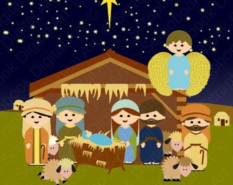 Nativity Scene Clip Art Christmas Nativity Clipart Navidad | Etsy