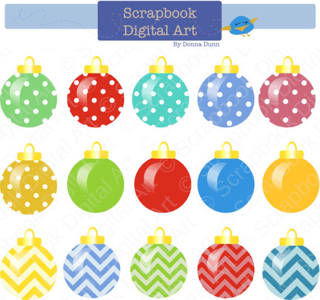 Colorful Christmas Ornaments Clipart Christmas Ornaments - Etsy