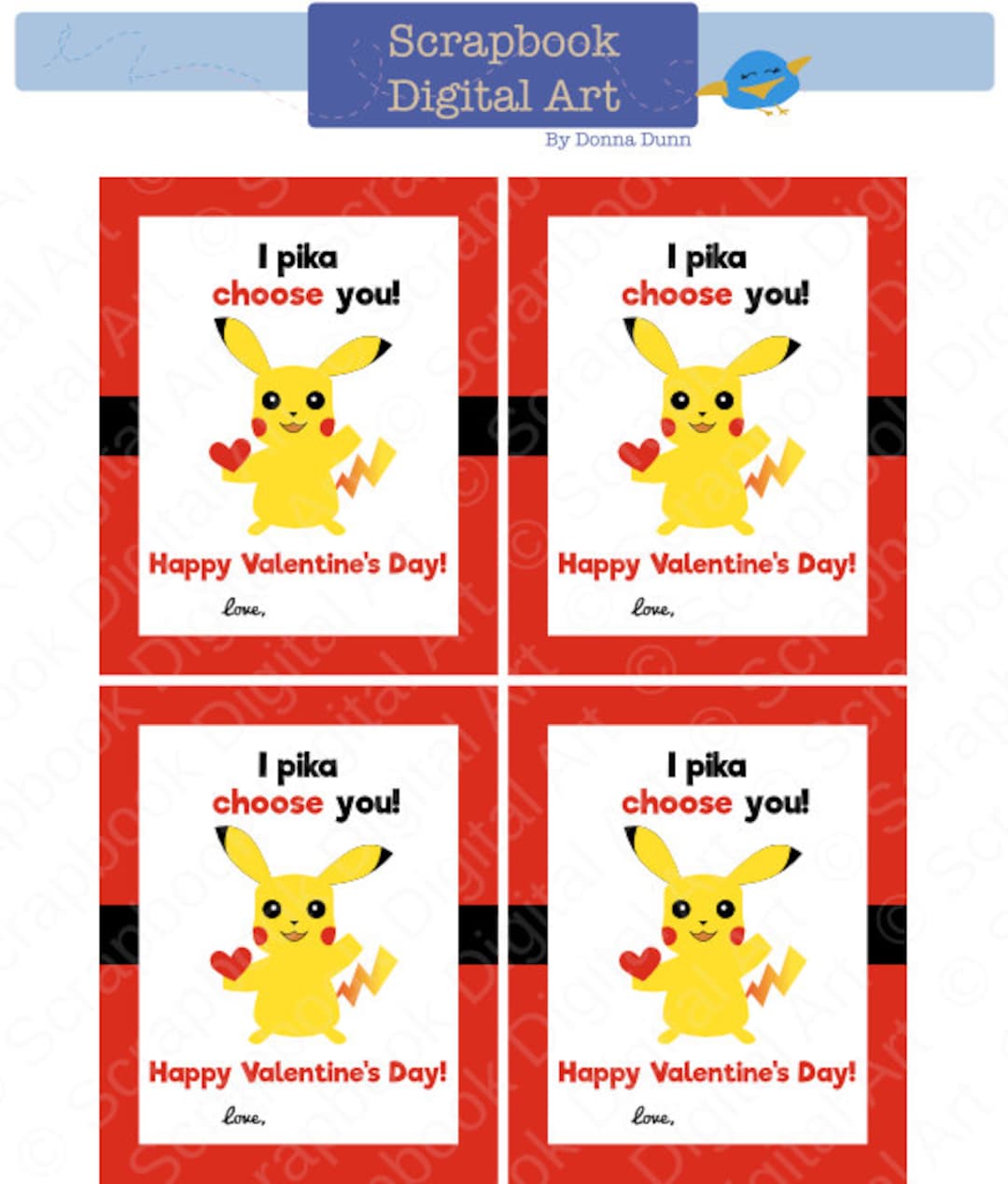 Etiquetas de San Valentín imprimibles, Pikachu Valentine, Tarjetas de ...