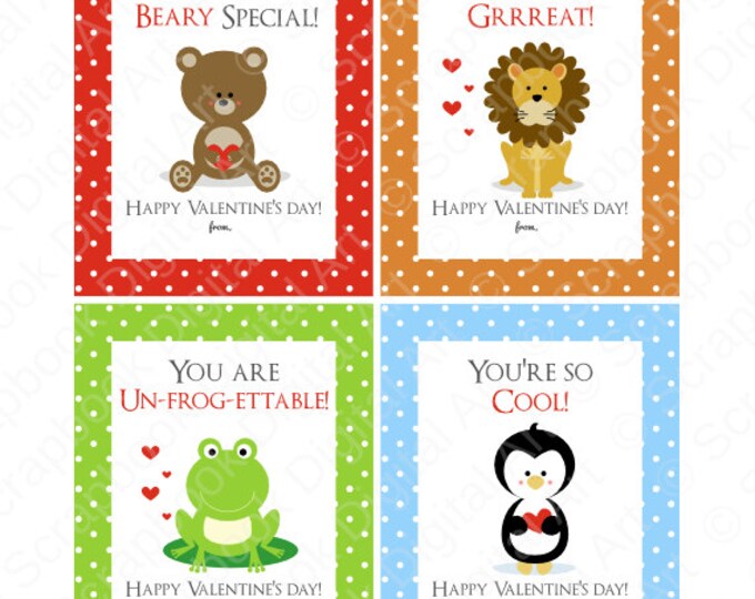 Printable Valentine Cards for Kids. Bear Valentine Frog - Etsy