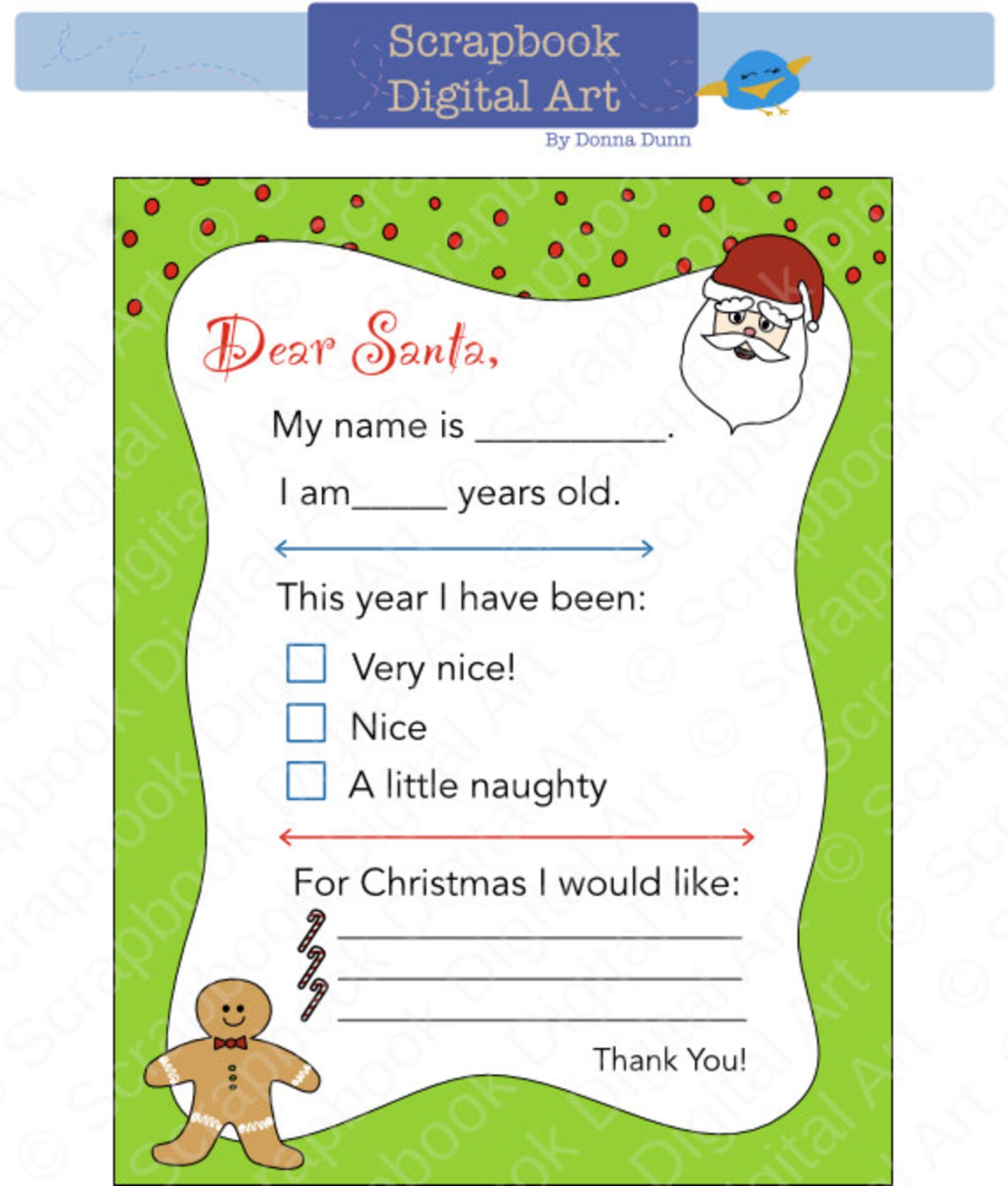 Letter to Santa, Naughty or Nice Printable, Christmas Printable, Dear ...