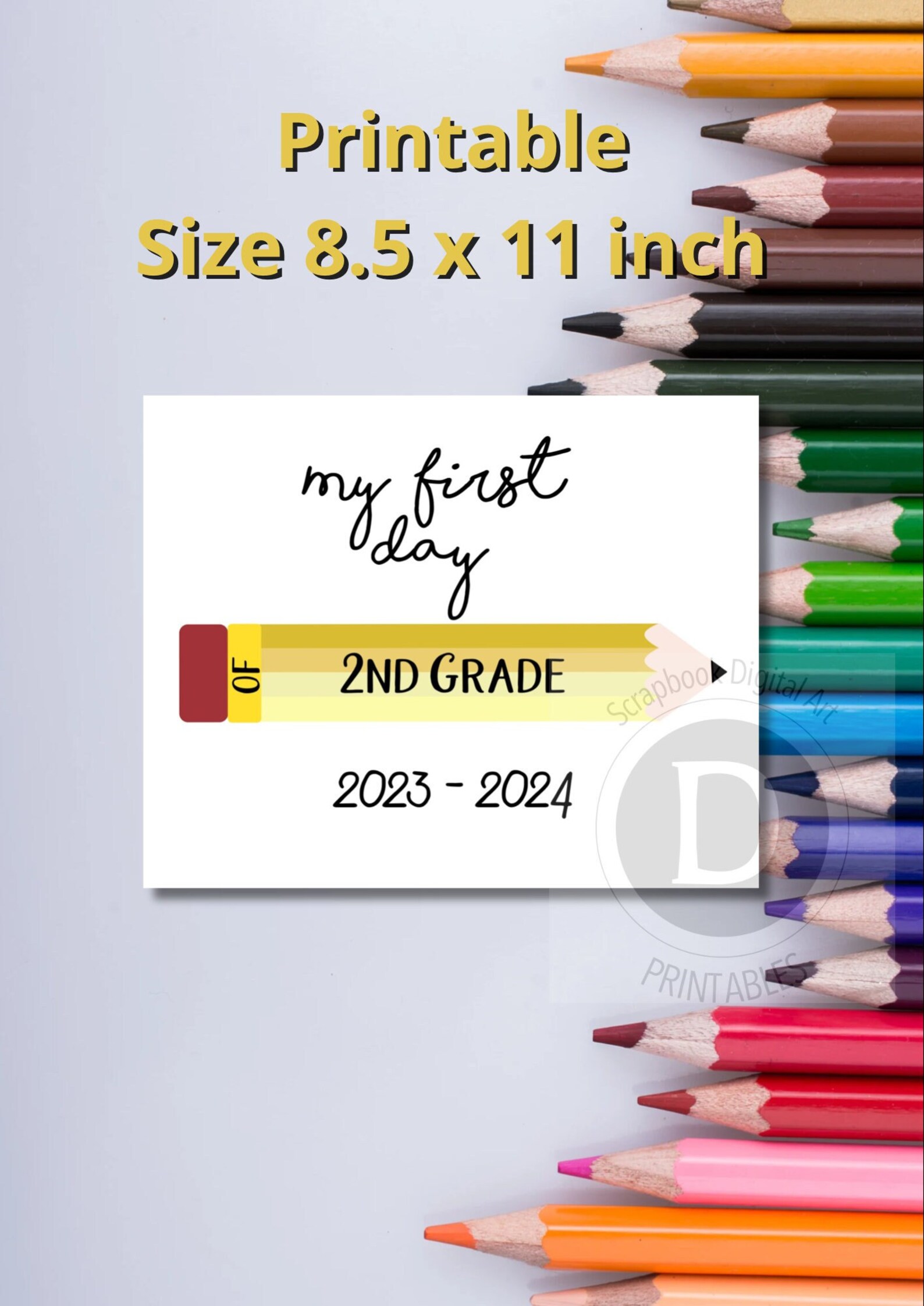 2nd Grade Printable Sign for the First Day of School, Second Grade Sign ...