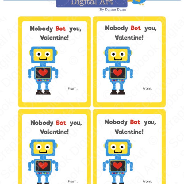 Robot Valentine Clipart - Etsy