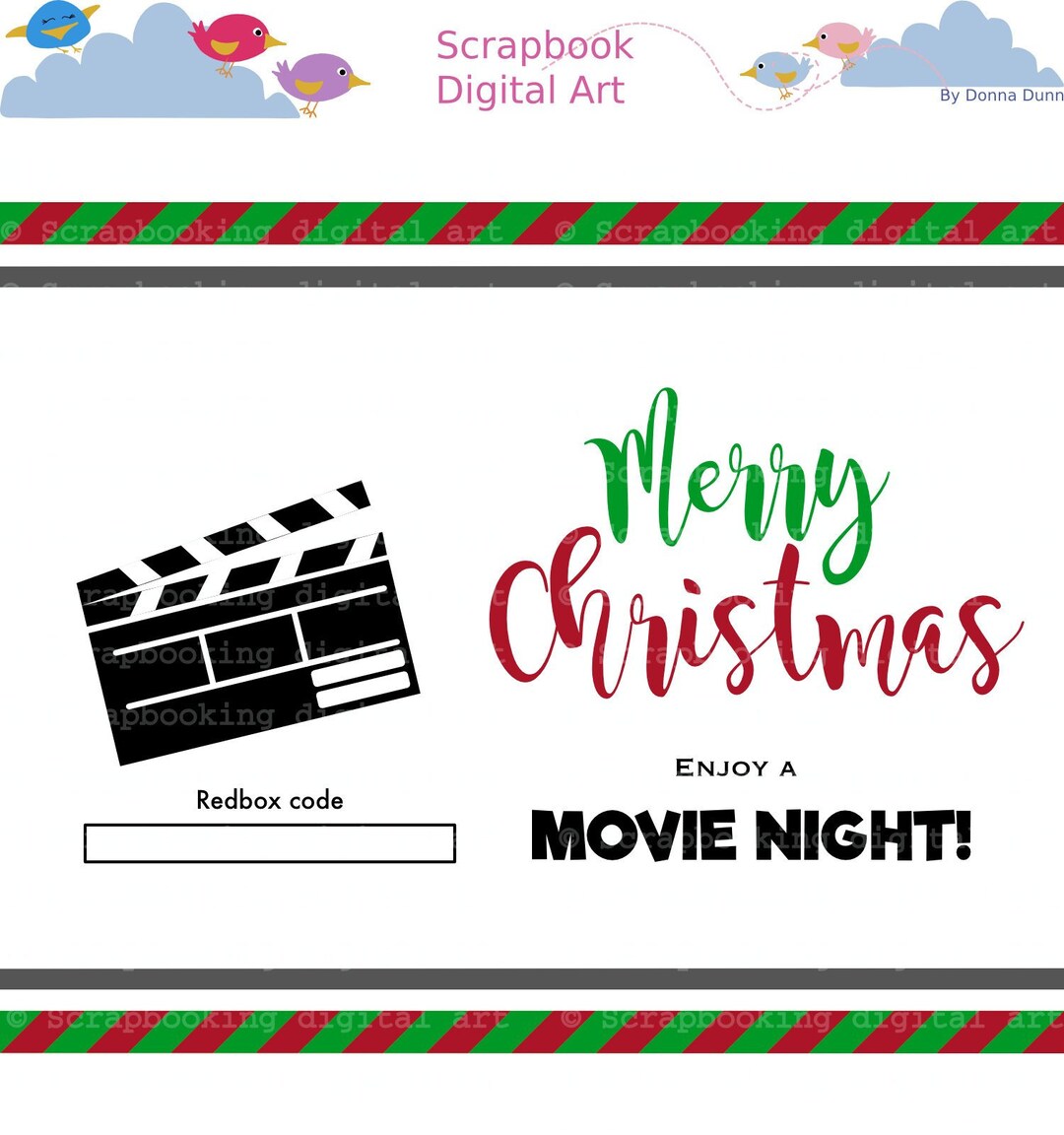 Printable 4x5 Redbox Gift Card Tag, Printable Card, Enjoy a Movie Night ...