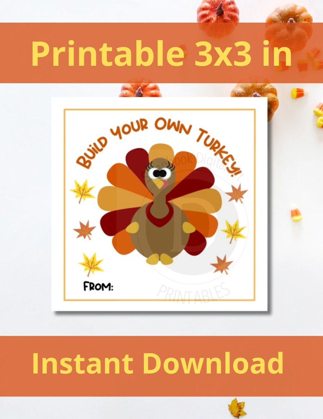 Printable Gift Tag, Printable Card, Thanksgiving Tags, Turkey Tag, DIY ...