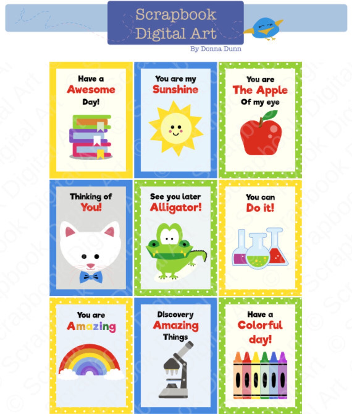 Printable - Lunchbox Notes for Kids, Notecards for Kids, Lunchbox Notes ...