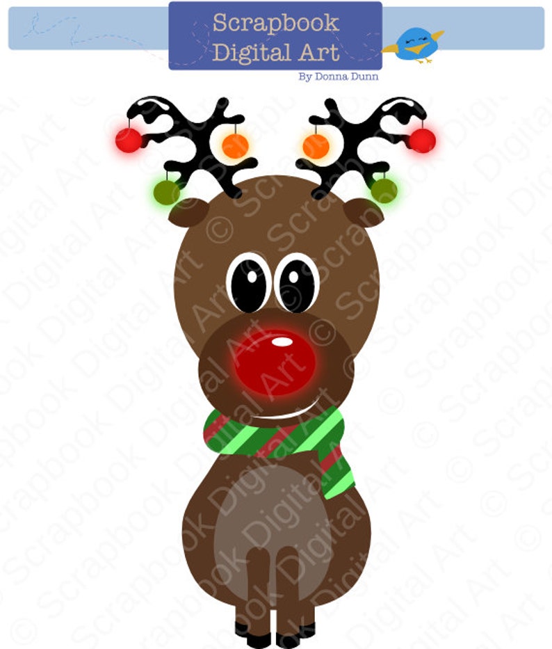 Rudolph the Red Nosed Reindeer Clip Art, Christmas Clipart, Reindeer ...