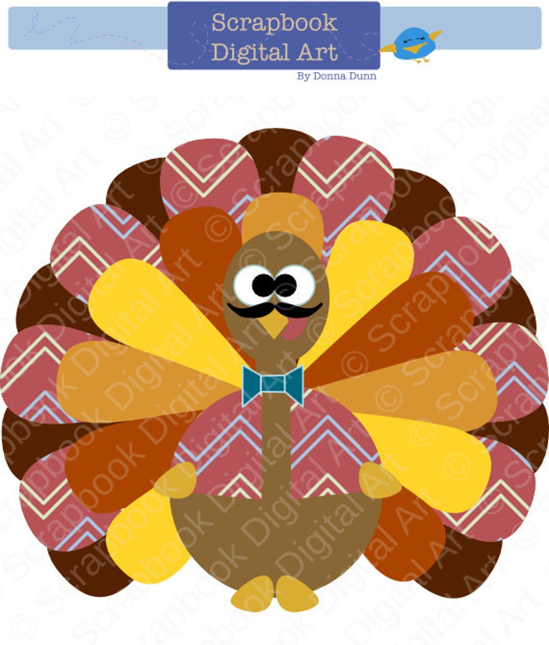 Colorful Turkey Digital Clip Art, Thanksgiving Turkey, Turkey Clip Art ...