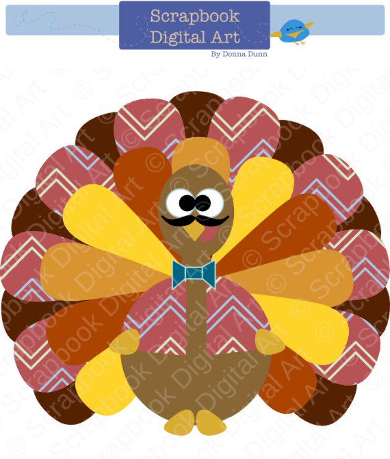 Colorful Turkey Digital Clip Art, Thanksgiving Turkey, Turkey Clip Art ...