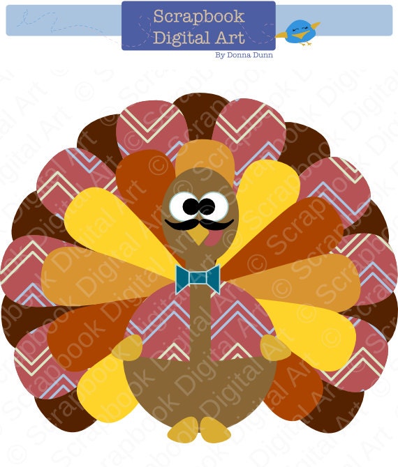 Colorful Turkey Digital Clip Art, Thanksgiving Turkey, Turkey Clip Art ...
