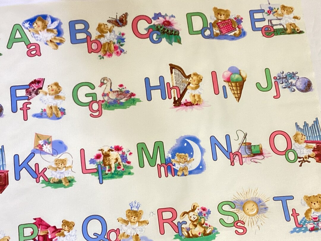 Alphabet and Bears Panel, OOP Rare Cotton, Each Letter Comes in 2 Sizes ...