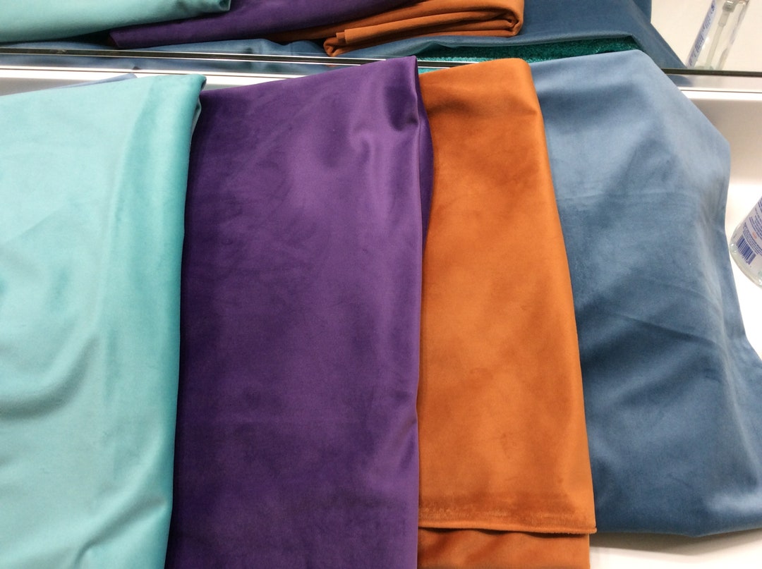 Velvet Polyester, by Half Yard, Aqua Blue, Purple, Pumpkin, Denim Blue ...
