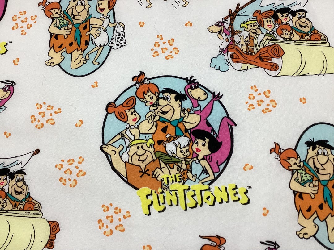 The Flintstones’ Family Cotton Fabric by Half (1/2) Yard, Colorful ...