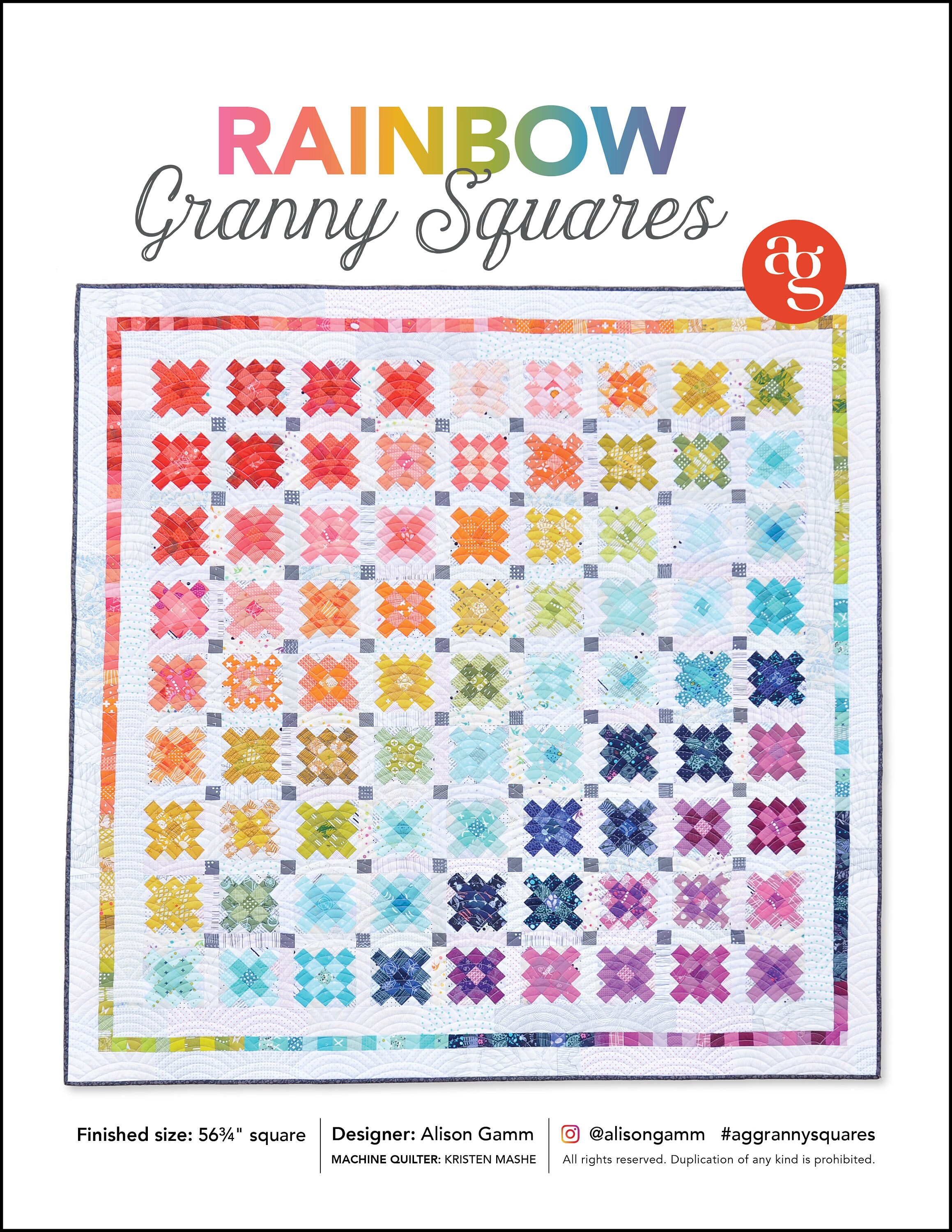 Rainbow Granny Squares PDF Quilt Pattern - Etsy