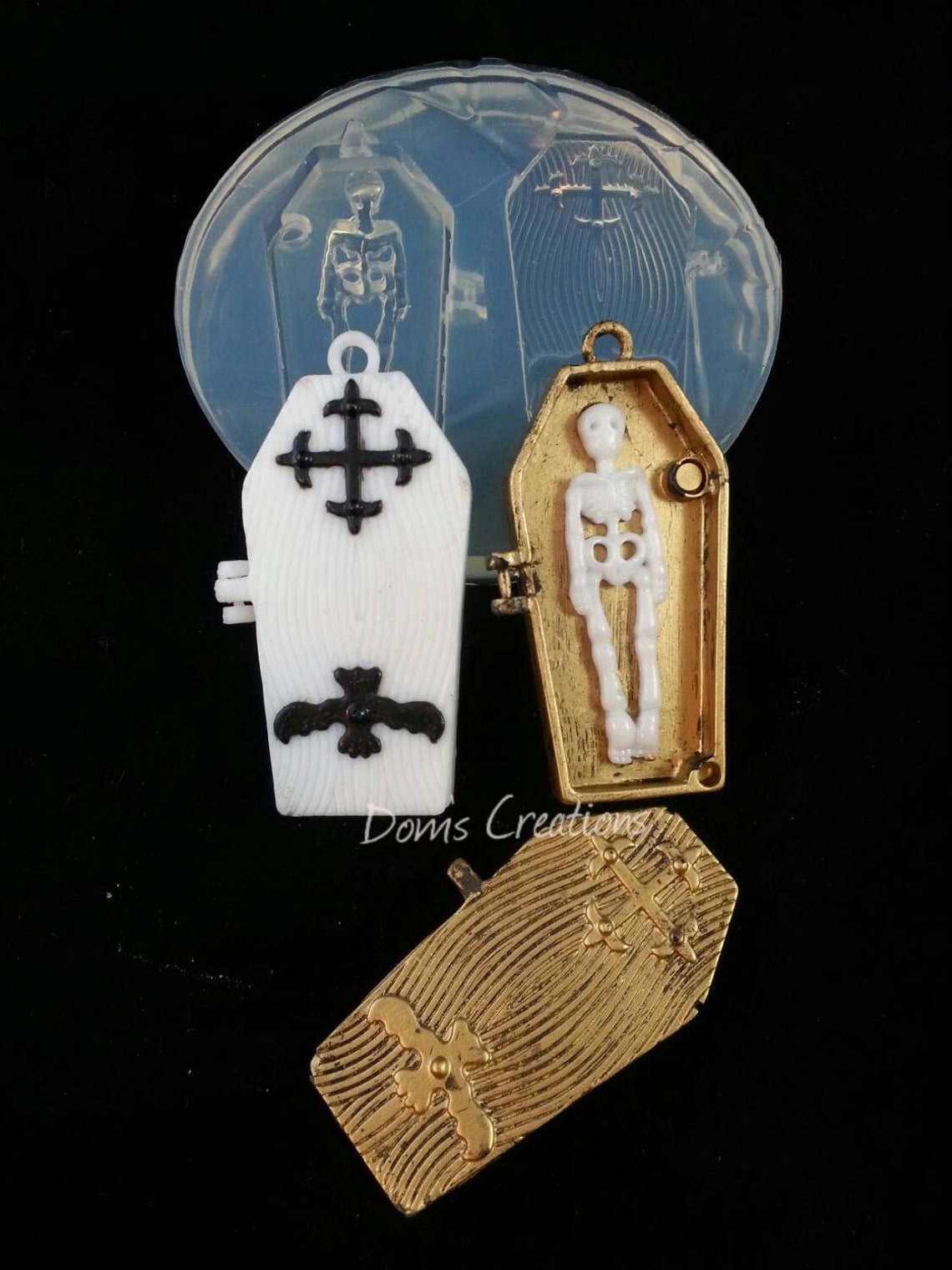 Coffin With Skeleton Pendant Locket Clear Silicone Mold - Etsy