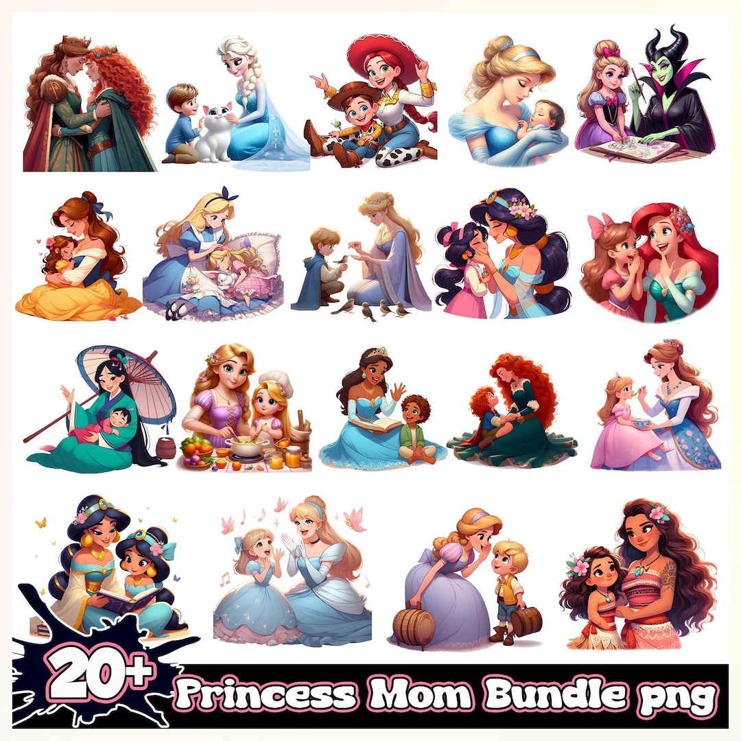 Princess Mom Png Bundle, Dis Ney Princess Sublimation, Princess Mom and ...