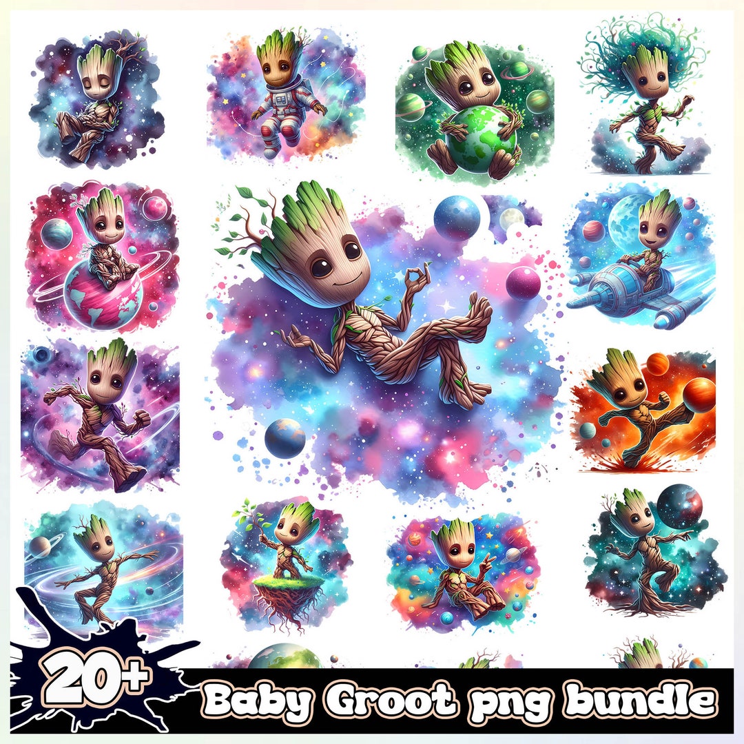 Watercolor Splash Cute Baby Groot Png Digital Images for Printing, T ...