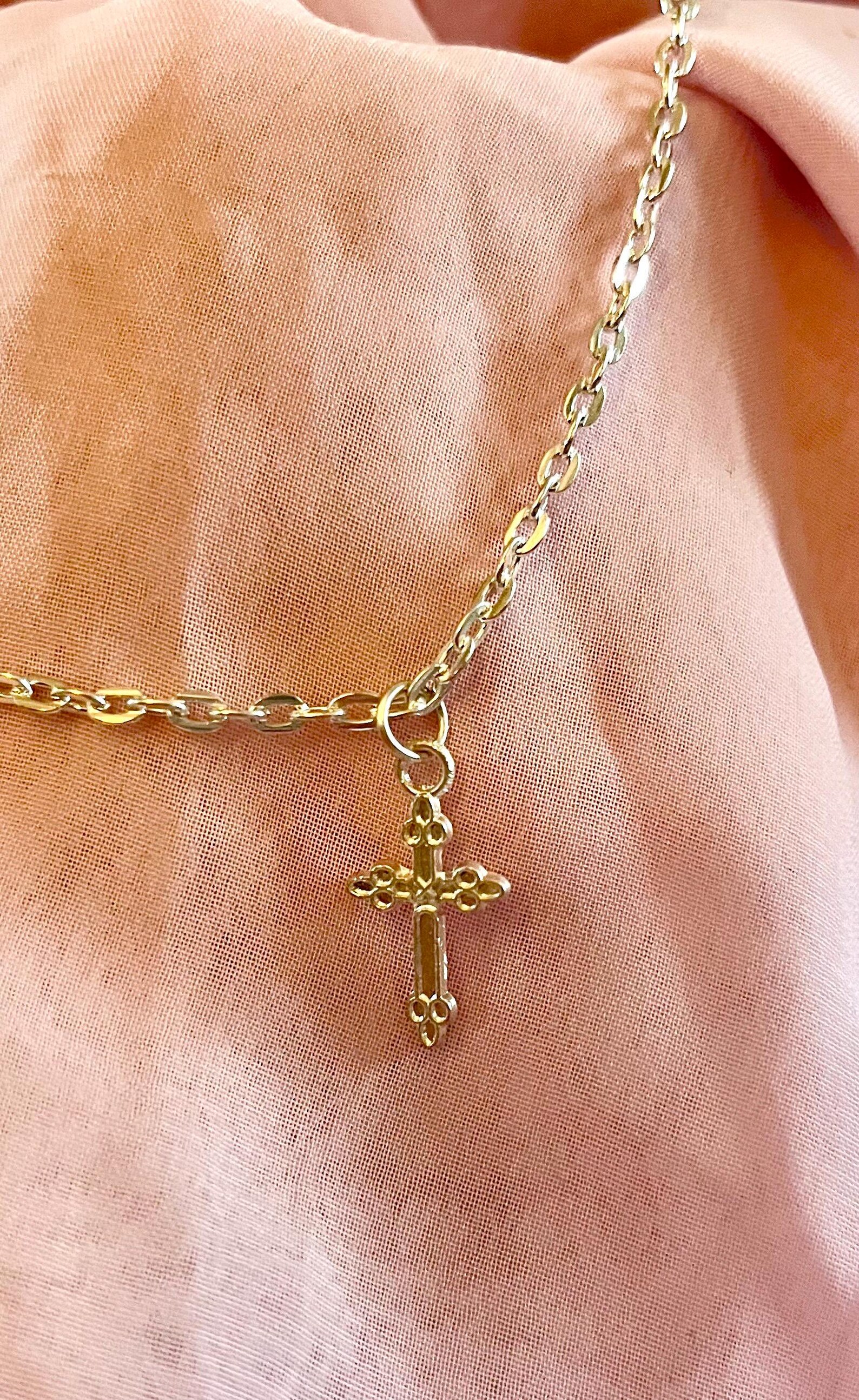 Beautiful Silver Cross on a Silvertone Chain - Perfect for a Child - Etsy