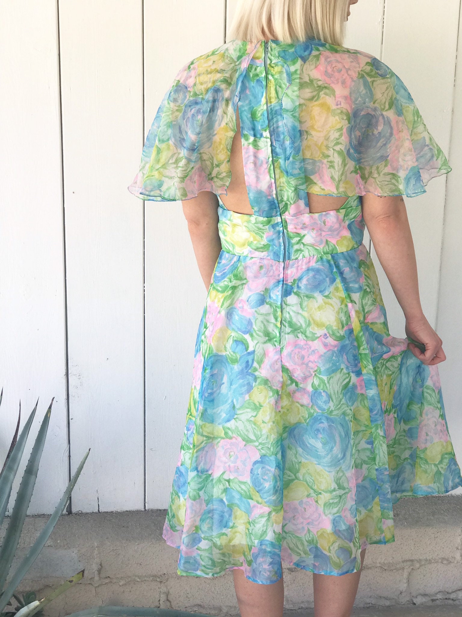 Vintage 50s 60s Pastel Watercolor Floral T-back Dress Spring - Etsy