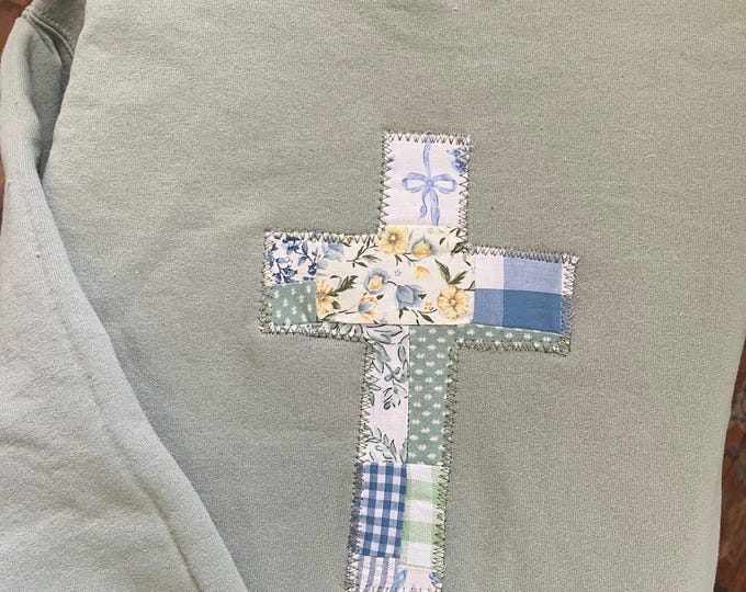 Patchwork Cross Crewneck Sweatshirt - Etsy