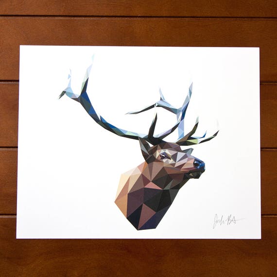 Geometric Animal 8x10 Print Elk | Etsy