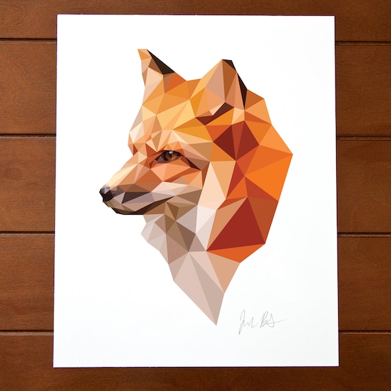Geometric Animal 8x10 Print Red Fox | Etsy