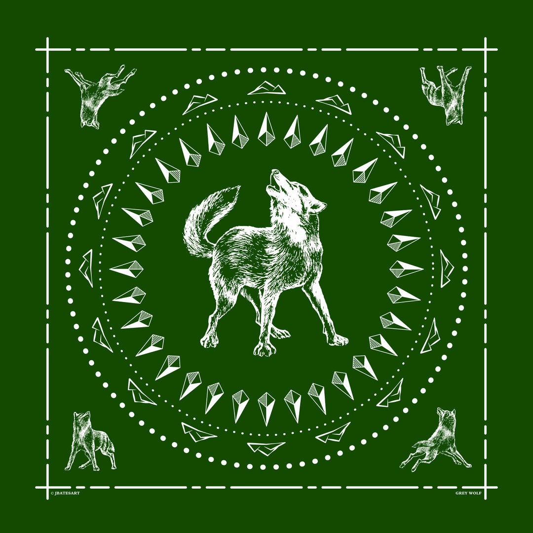 Gray Wolf Bandana/handkerchief/mask/face Covering - Wolves - Wildlife ...