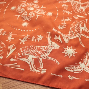 Jackrabbit Desert Bandana/handkerchief/mask - Hare, Moths, Joshua Tree ...