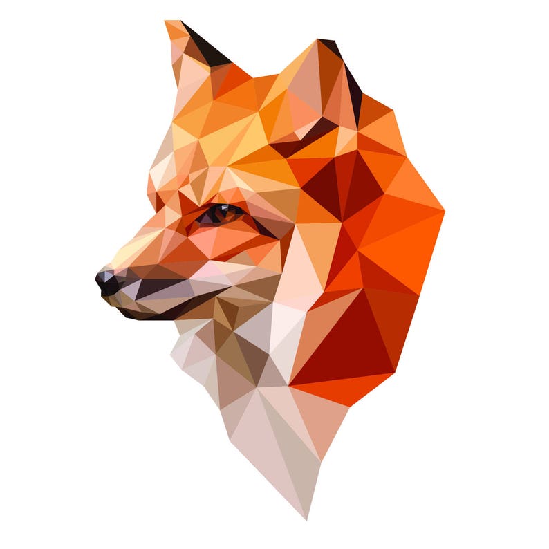 Geometric Animal 8x10 Print Red Fox | Etsy