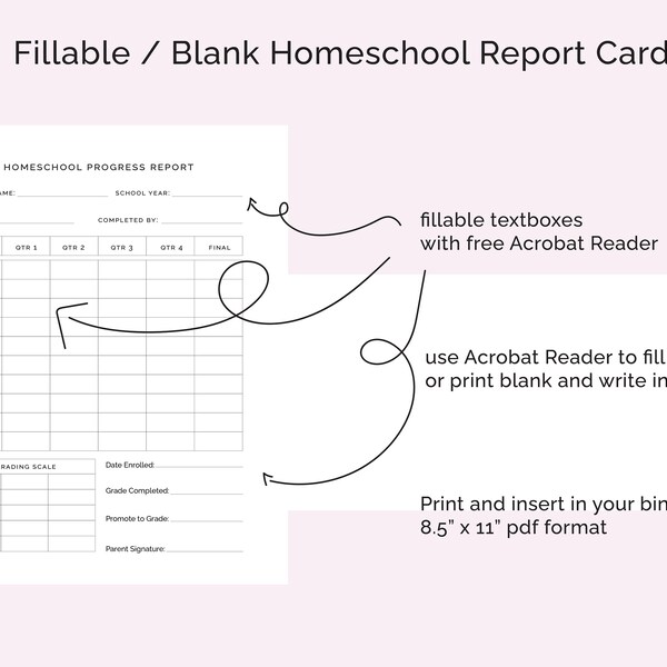 Homeschool Report Card Template - Etsy