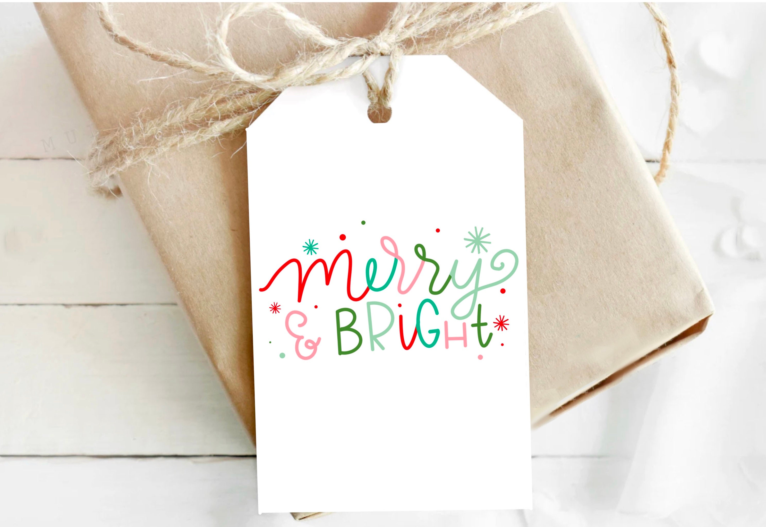 Printable Merry and Bright Christmas Gift Tag, Christmas Party, Favor ...